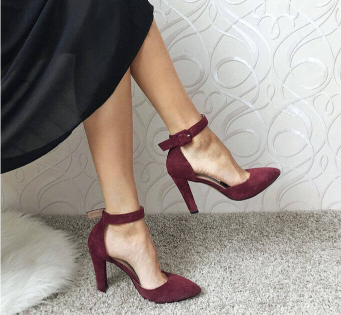 Women High Heels Fashion Comfortable Black Red Party Wedding Pointed ...